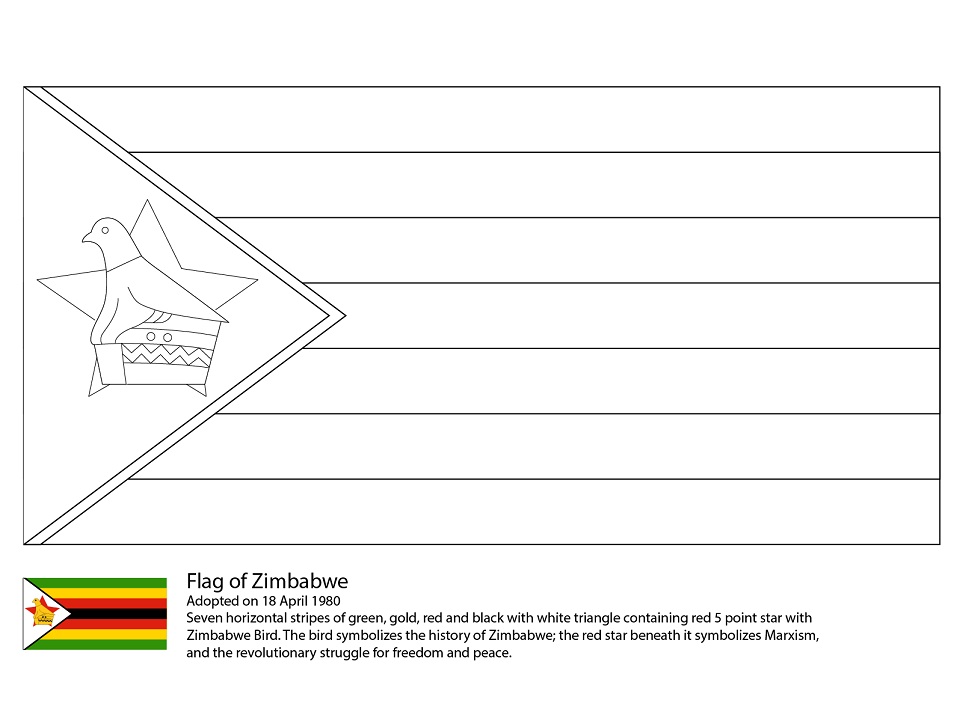 Flag of Zimbabwe - 印刷可能ぬりえ無料ダウンロード