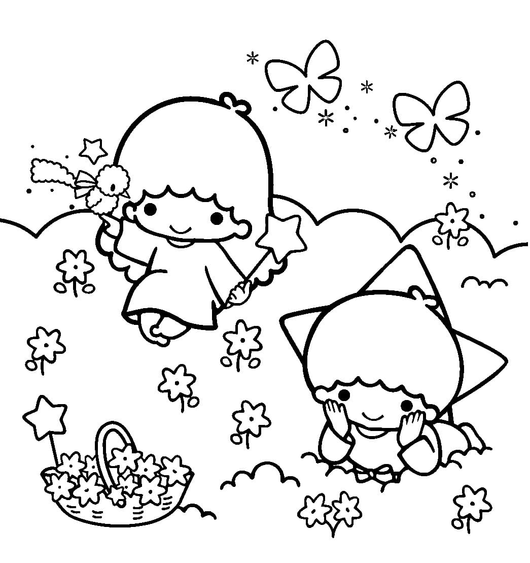 愛らしいララとキキ - 印刷可能ぬりえ無料ダウンロード