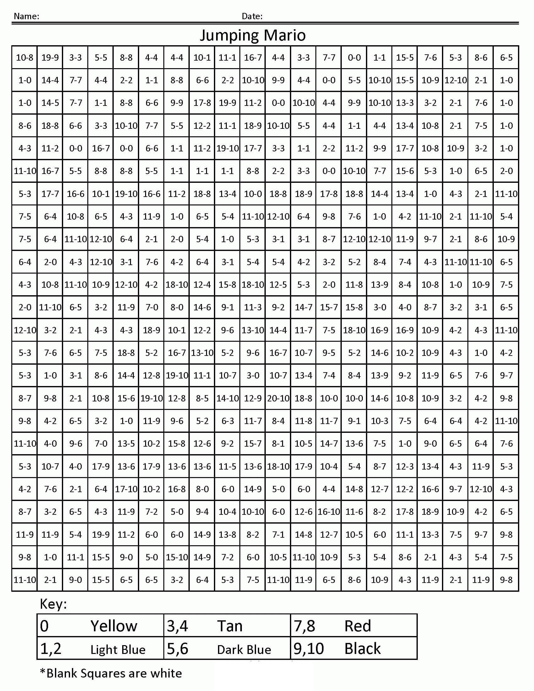 番号による通常のマリオの色 - 印刷可能ぬりえ無料ダウンロード