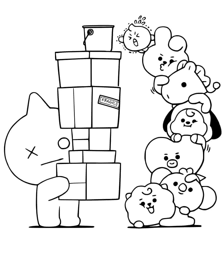 BT21キャラクター - 印刷可能ぬりえ無料ダウンロード
