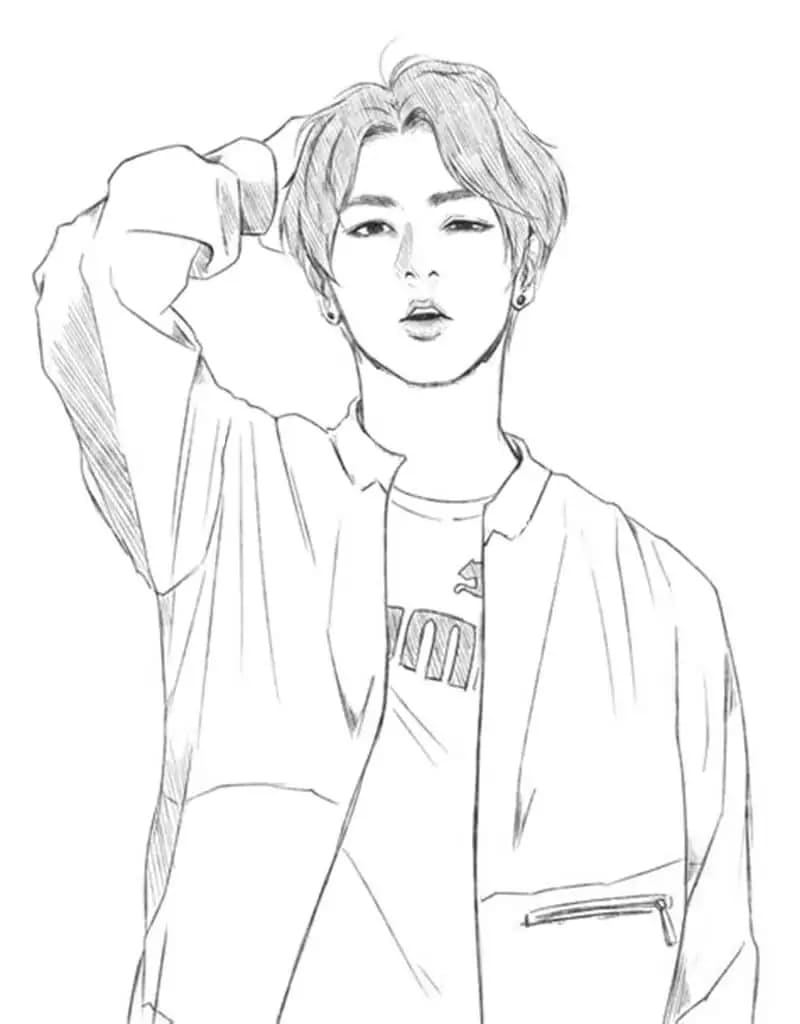 BTSのジミン画像 - 印刷可能ぬりえ無料ダウンロード