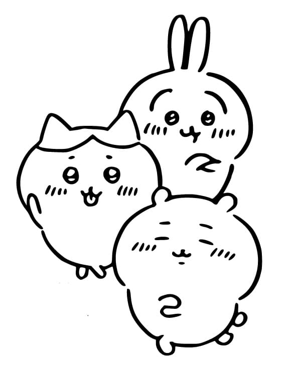 うさぎとちいかわを描く - 印刷可能ぬりえ無料ダウンロード