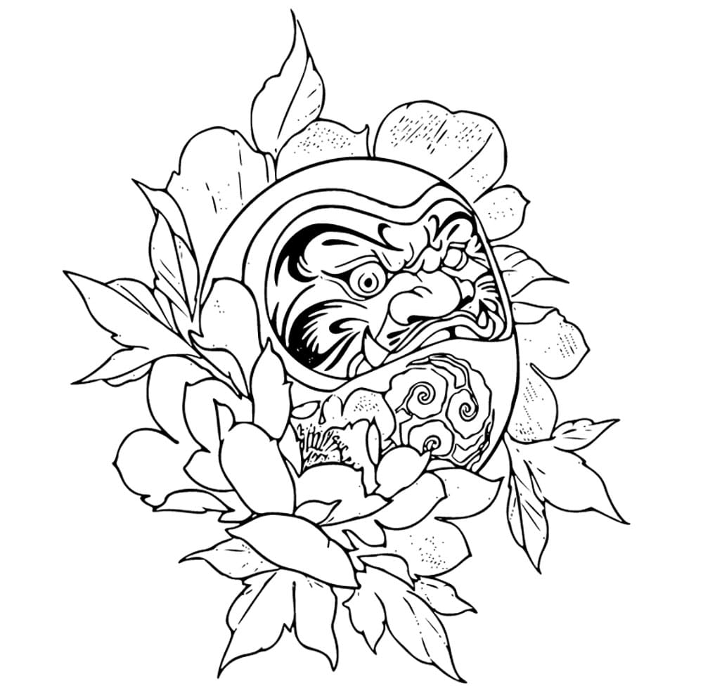 可愛いだるま - 印刷可能ぬりえ無料ダウンロード