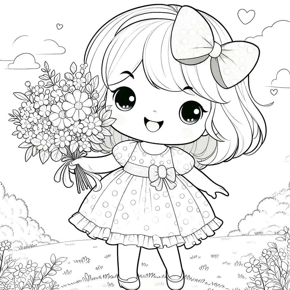 かわいい女の子のイメージプリント 印刷可能ぬりえ無料ダウンロード