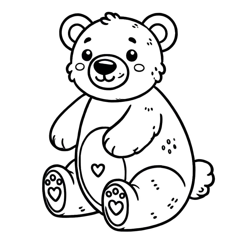 かわいいクマを描く - 印刷可能ぬりえ無料ダウンロード