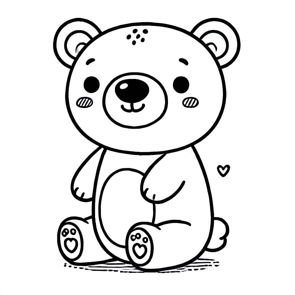 かわいいクマを描く - 印刷可能ぬりえ無料ダウンロード