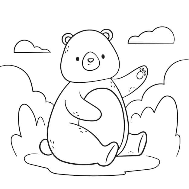 かわいいクマを描く - 印刷可能ぬりえ無料ダウンロード