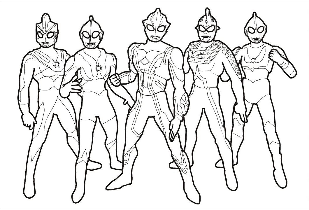 Ultraman Team - 印刷可能ぬりえ無料ダウンロード