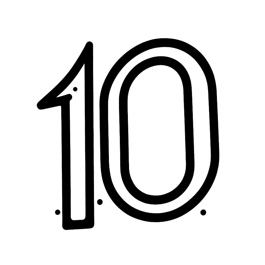 数字 10 の無料イラスト - 印刷可能ぬりえ無料ダウンロード